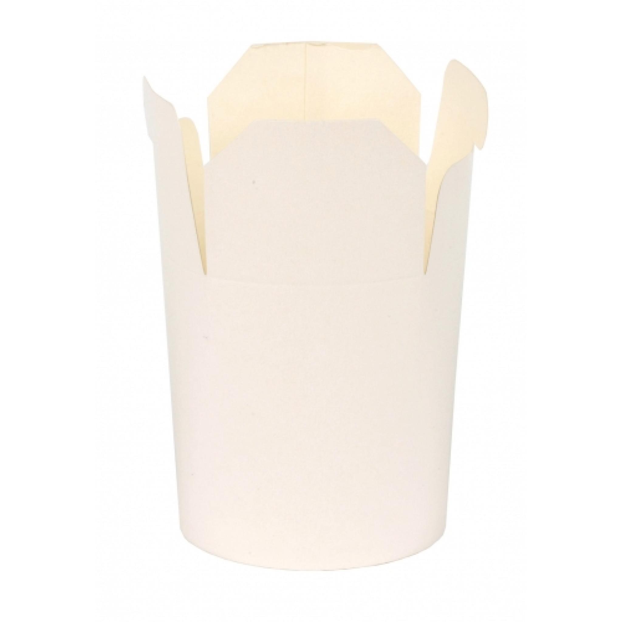 White 32oz Round Paper Noodle Pails Pots Containers