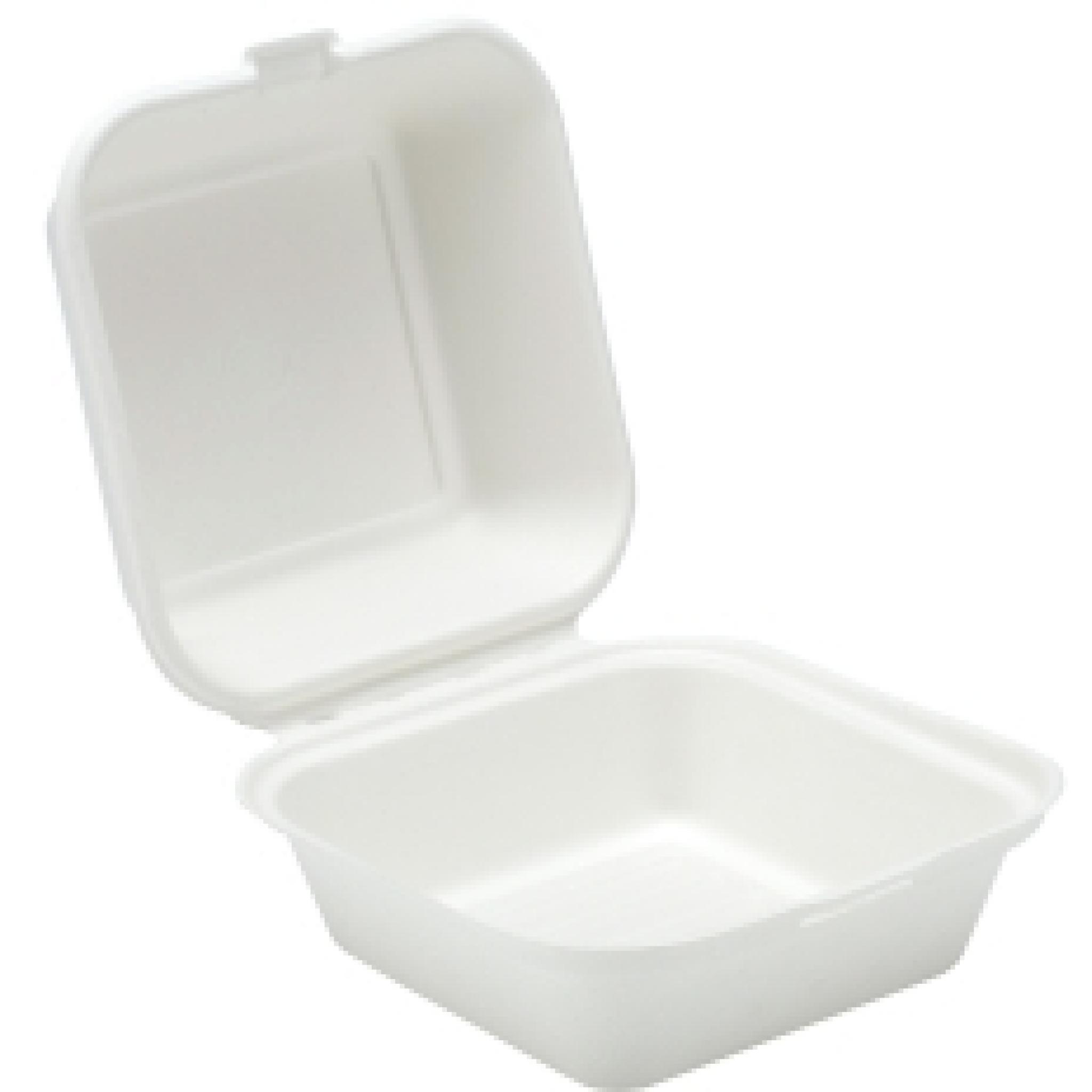 White 6" Paper Burger Box Containers - Biodegradable Bagasse Sugarcane