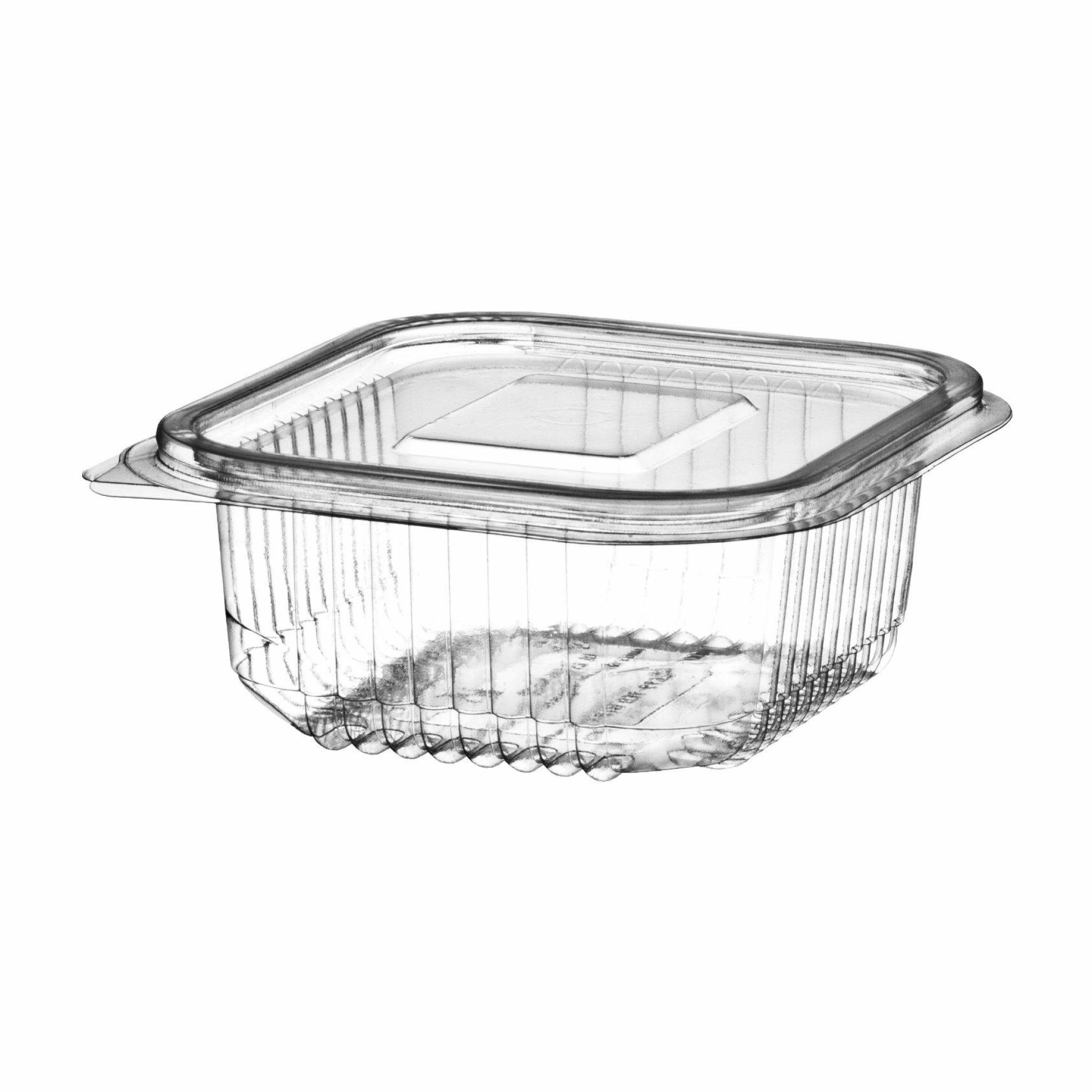 250cc Clear Plastic Salad Containers with Hinged Lids