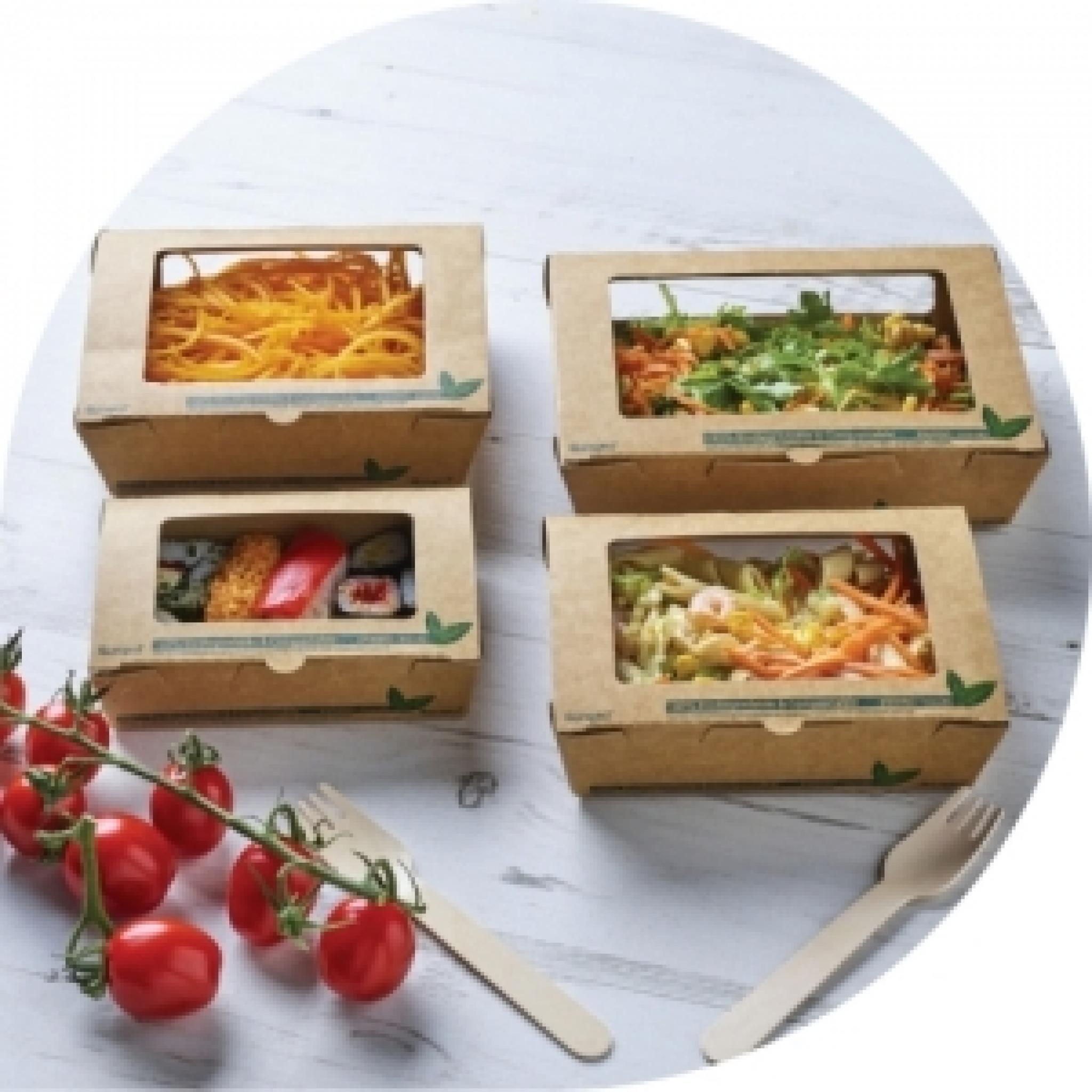 700ml PLA Compostable Tuck Top Window Box | Thali Outlet