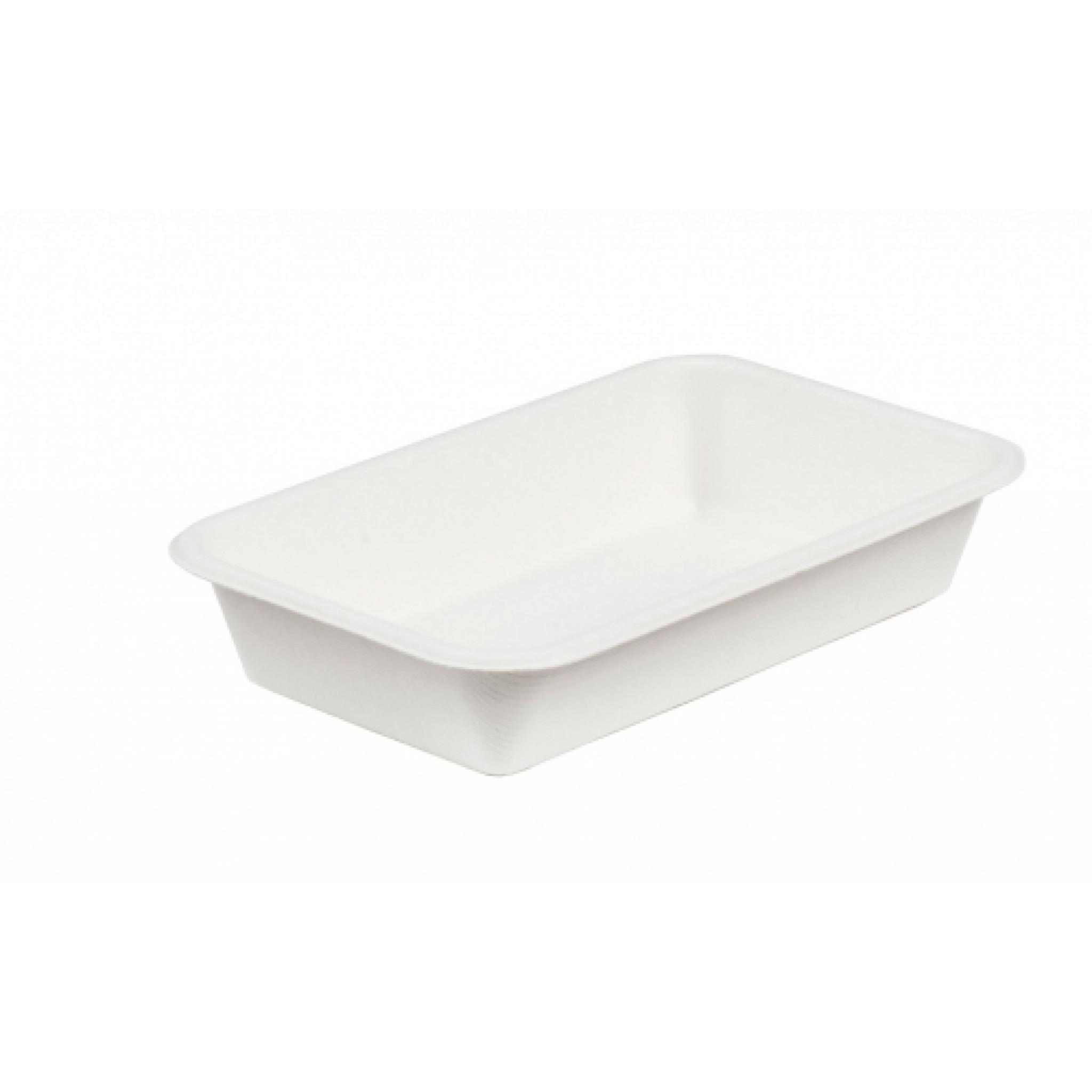 White Bagasse Paper C3 Deep Tray 8.5x5" - Compostable