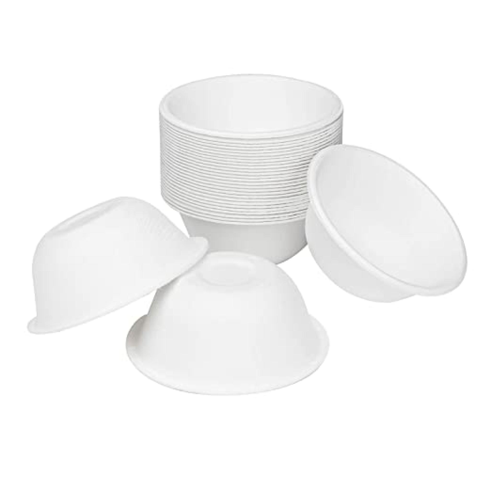 6oz Round White Paper Bowls Compostable Bagasse Sugarcane